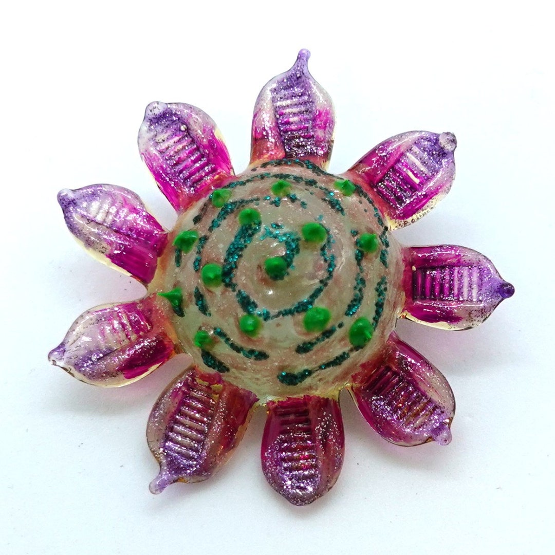 Sunflower Statues Figurines Blown Glass Art Hand Painted Purple Flower ...