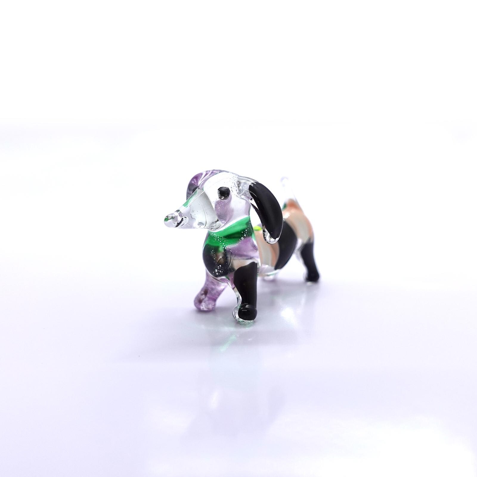 Tiny Micro Crystal Dachshund Figurines Hand Blown Clear Glass Art ...