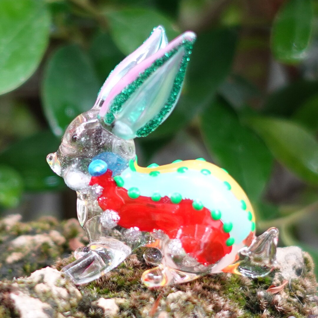 Rabbit Tiny Miniature Figurines Animals Hand Blown Glass Art ...
