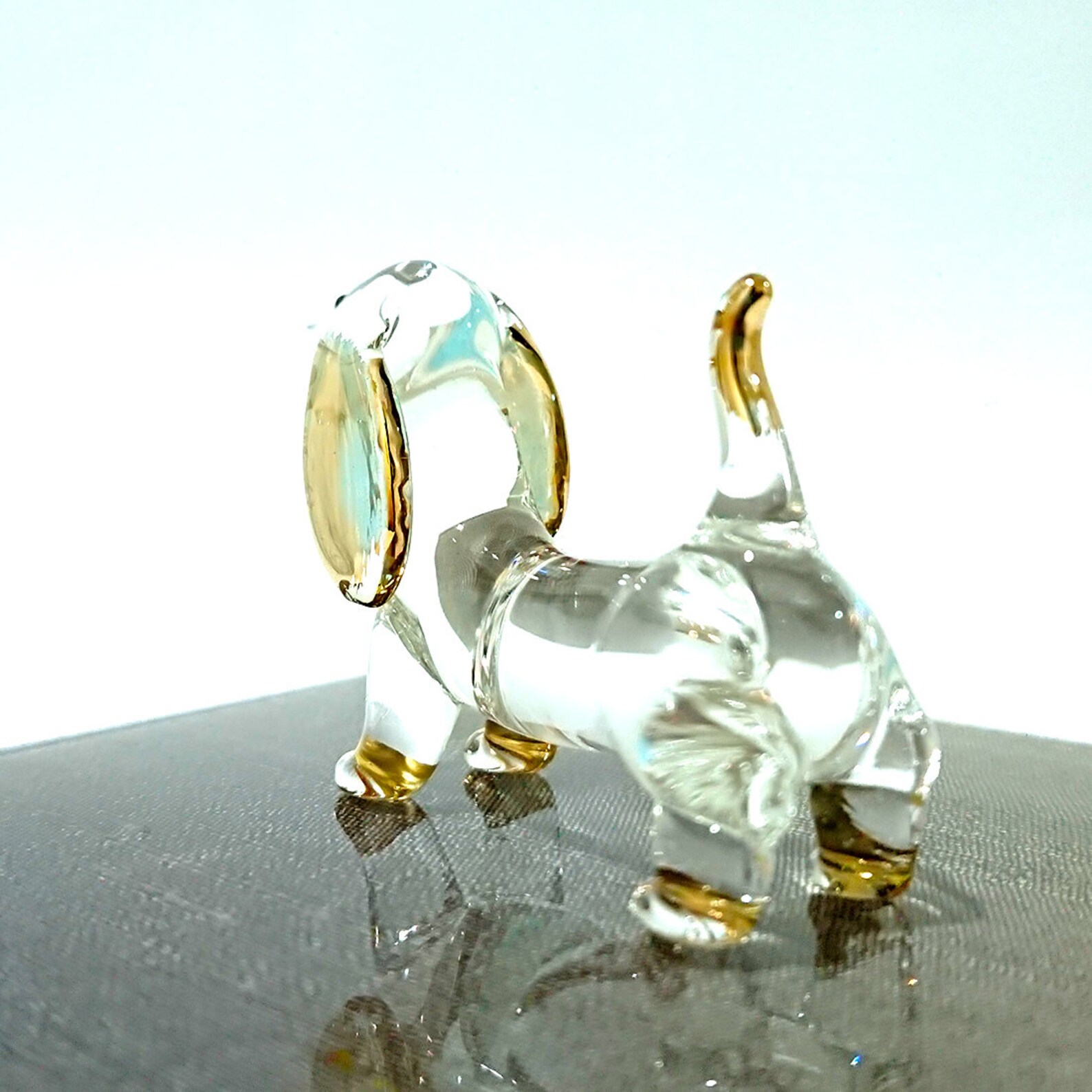 Dachshund Figurines Animals Hand Blown Clear Glass Art W/22k | Etsy
