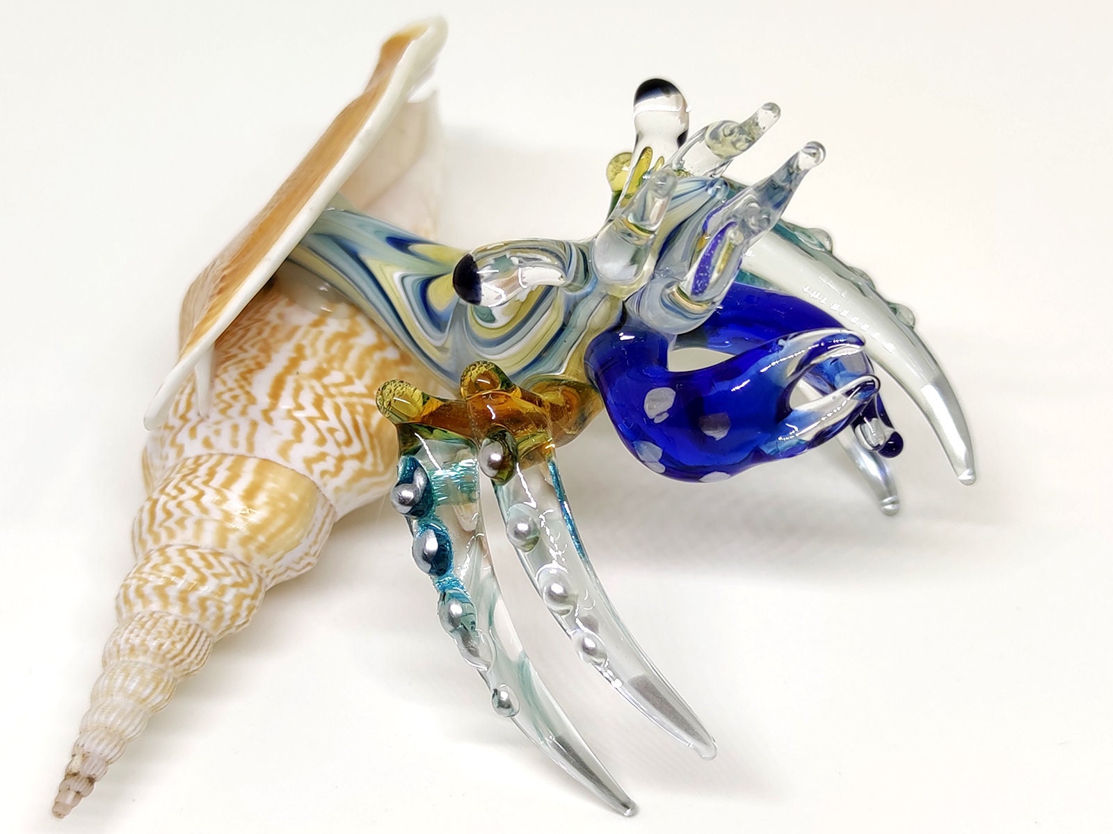 Seashell Hermit Crab Figurines Animals Hand Blown Glass Art | Etsy