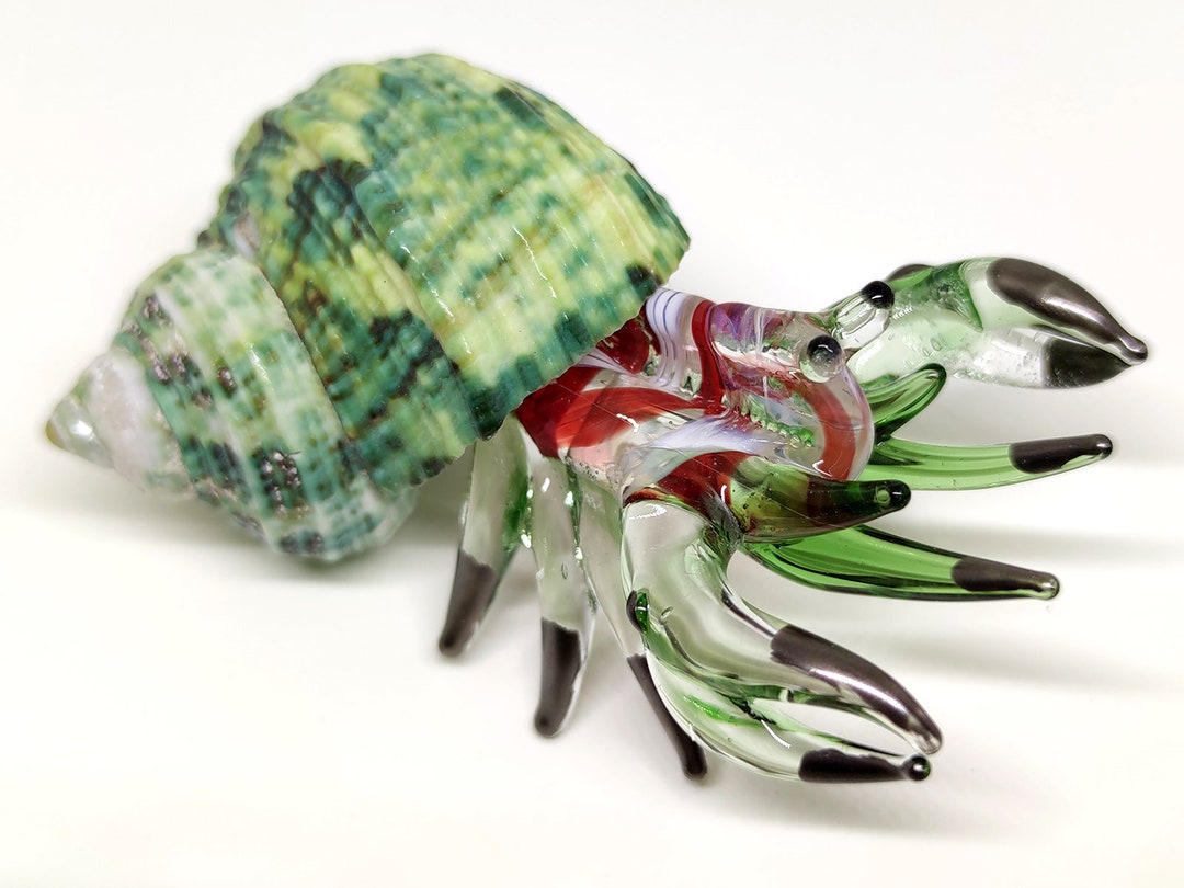 Seashell Hermit Crab Miniature Figurines Animals Hand Blown Glass Art ...