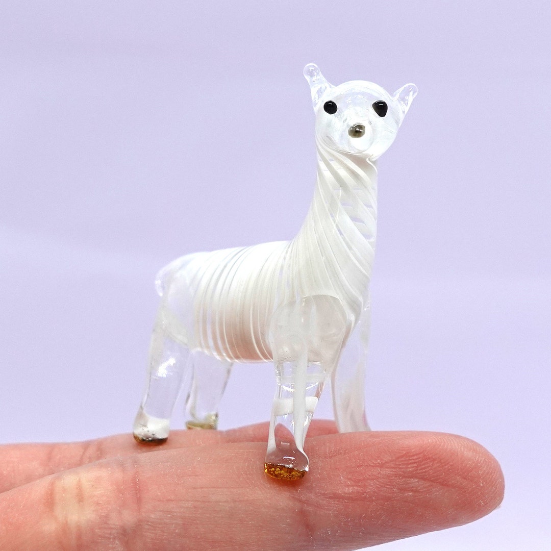 Alpaca Tiny Miniature Hand Blown Glass Art Figurines Animals ...