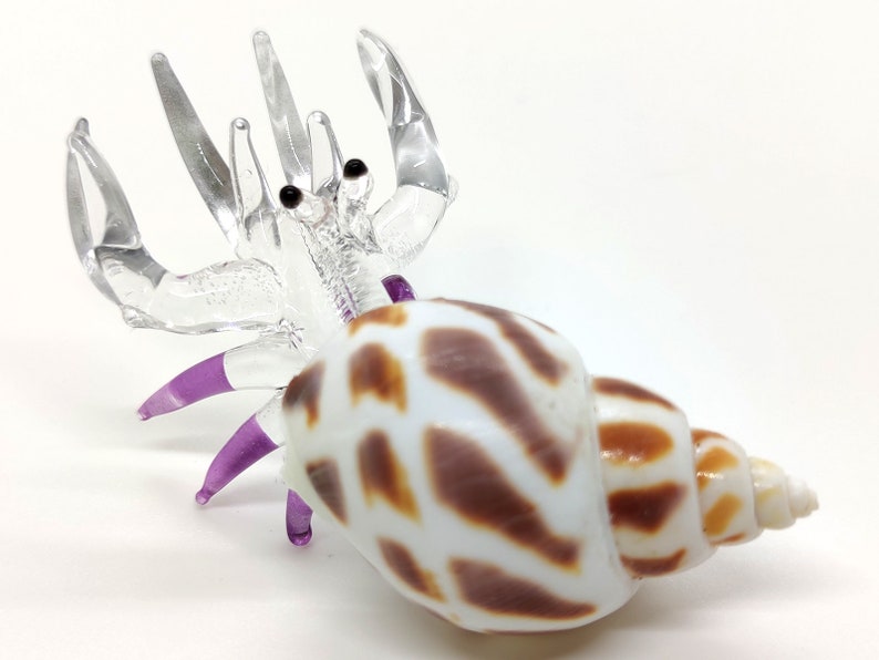 Seashell Hermit Crab Figurines Hand Blown Clear Glass Mix | Etsy