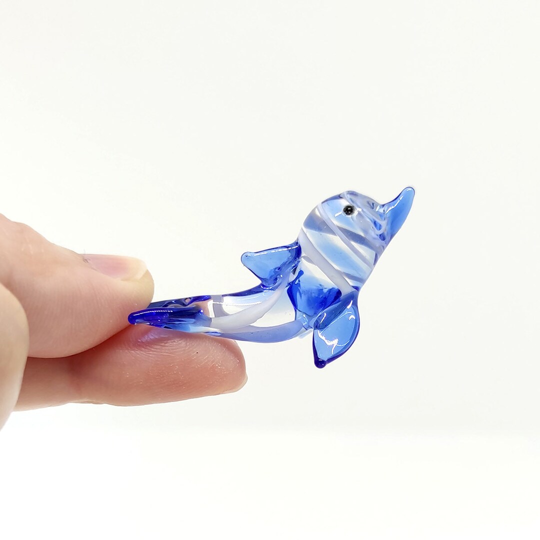 Dolphin Tiny Figurines Hand Blown Color Glass Art Animals Collectible ...