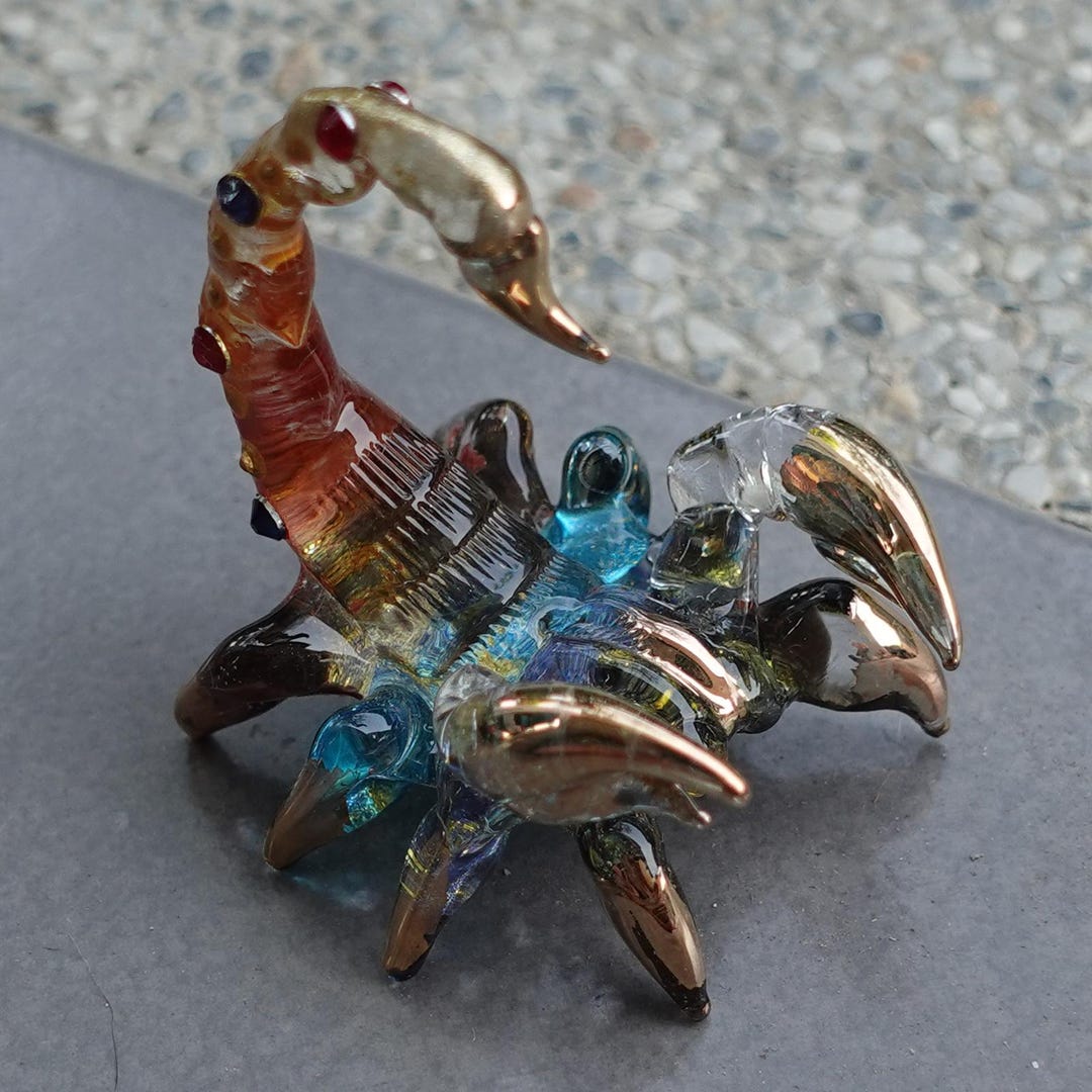 Rare Scorpion Figurines Hand Painted Multicolor Blown Glass Art Gold ...