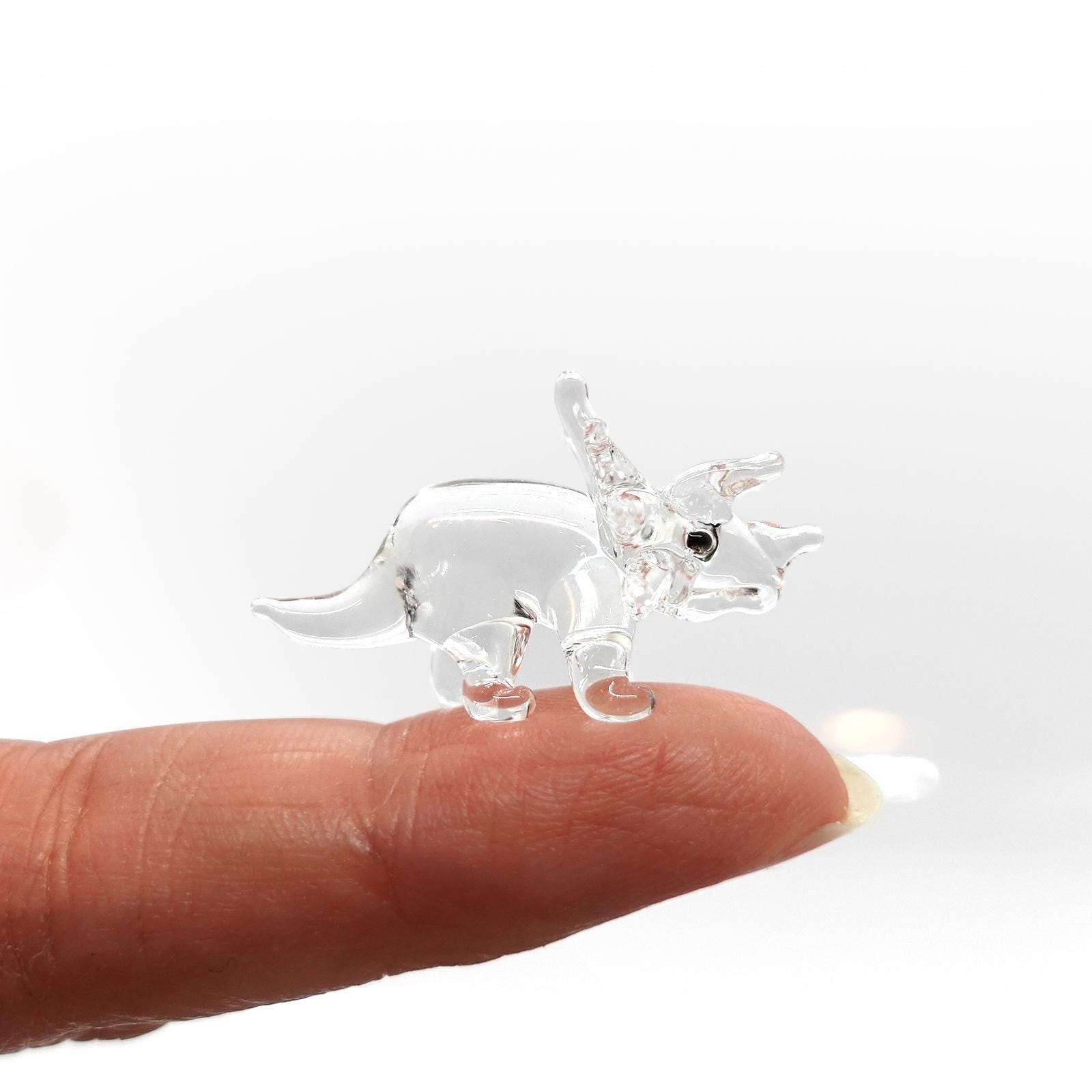 Triceratops Tiny Micro Figurines Hand Blown Glass Art Animals ...