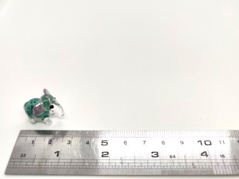 Elephant Tiny Micro Figurines Hand Blown Glass Art Animals Collectible ...