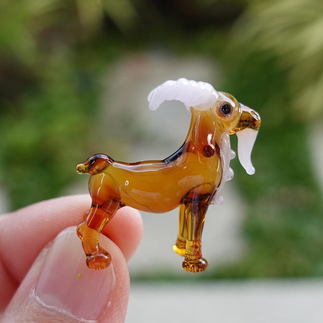 Tiny Micro Goat Figurines Hand Blown Color Glass Art Animals ...
