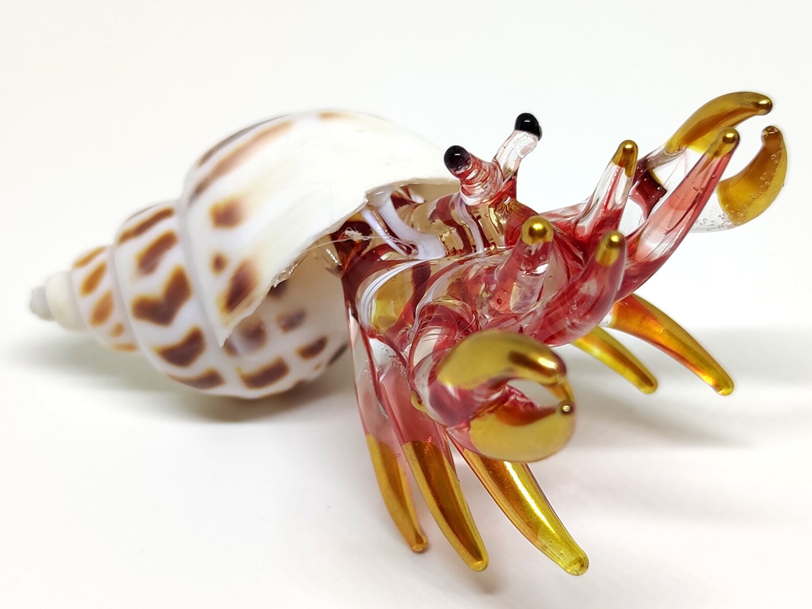 Red Seashell Hermit Crab Figurines Hand Blown Glass Mix - Etsy