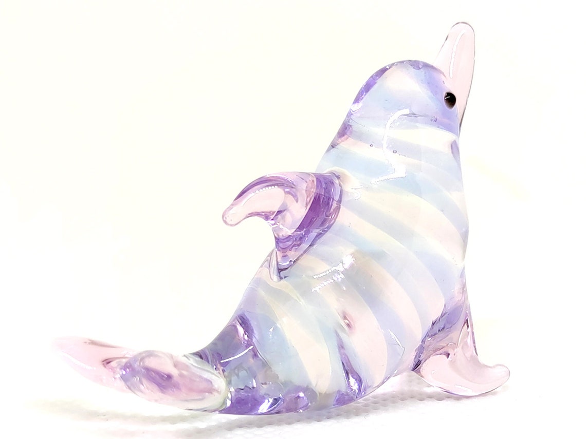 Cute Dolphin Miniature Figurines Animals Hand Blown Color | Etsy