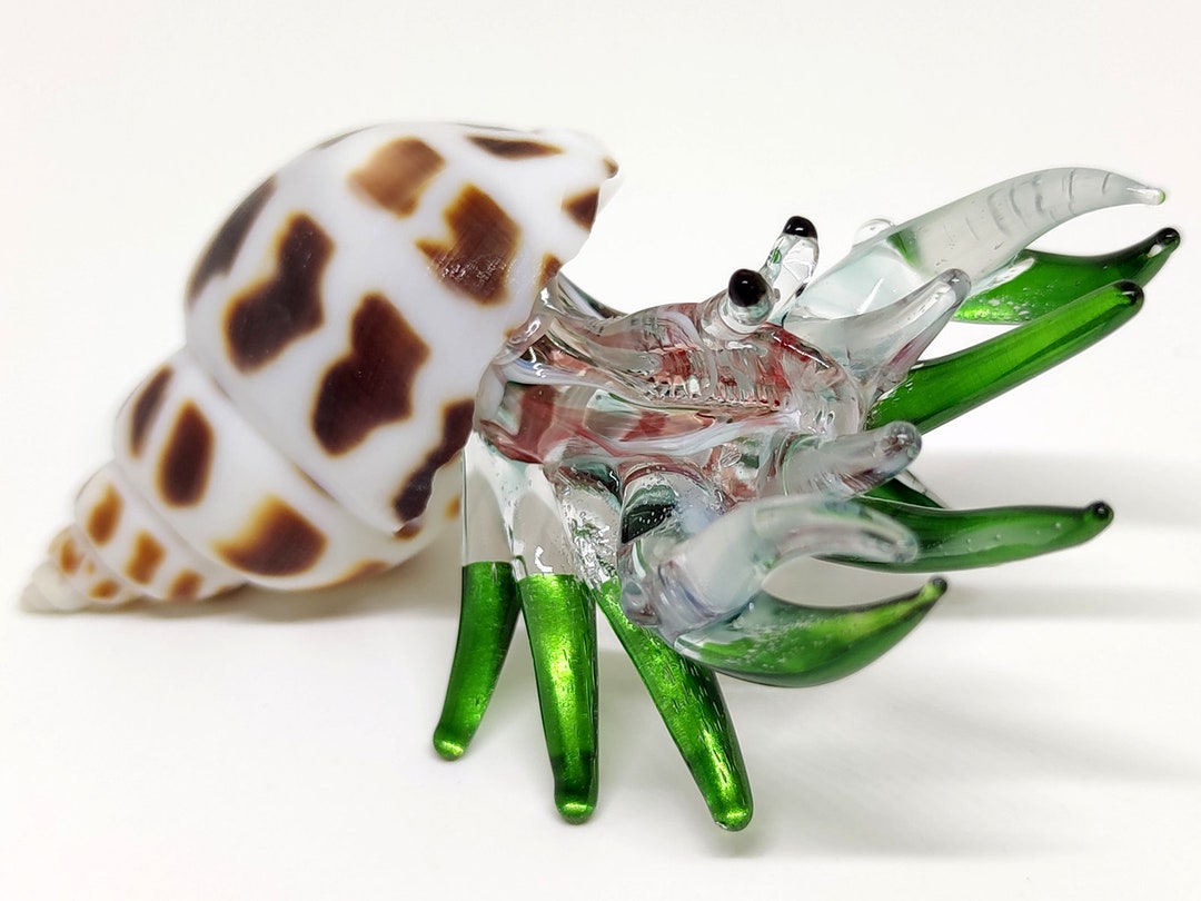 Seashell Hermit Crab Miniature Figurines Beach Animals Hand Blown Glass ...