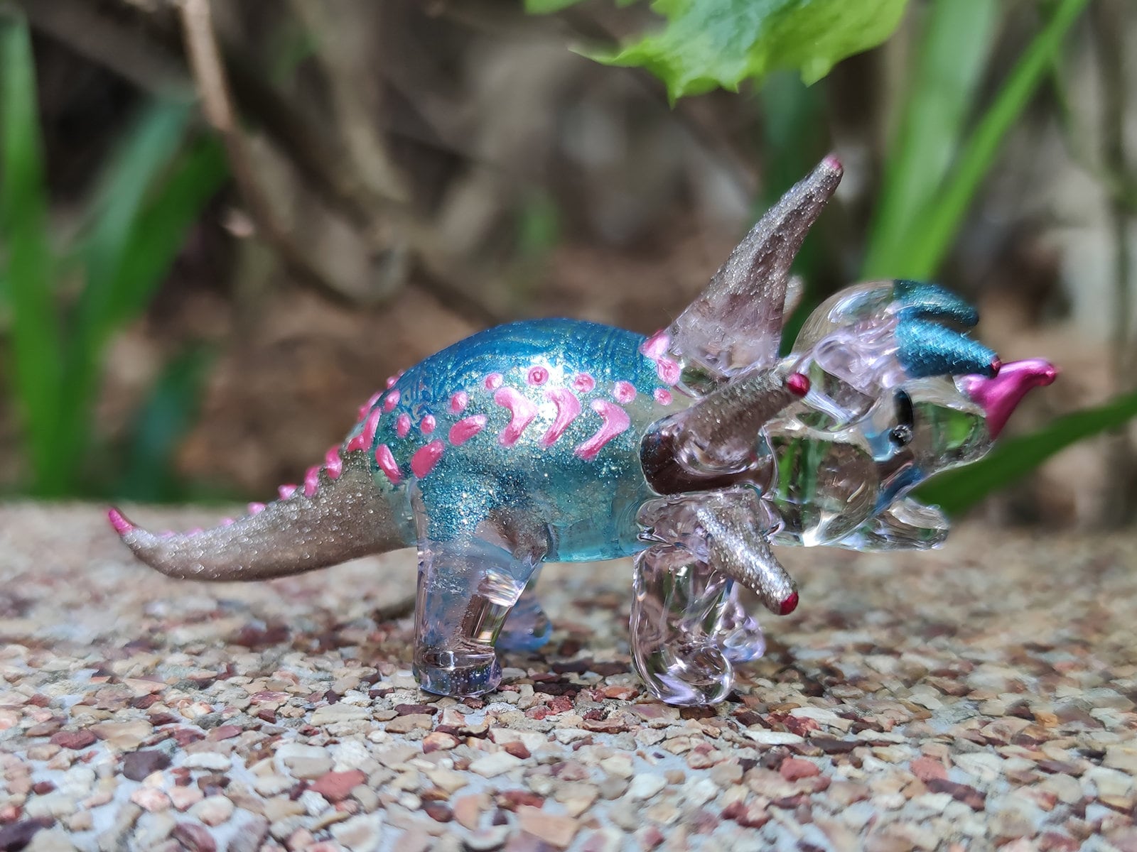 Rare Triceratops Dinosaur Miniature Figurines Hand Painted Gold ...