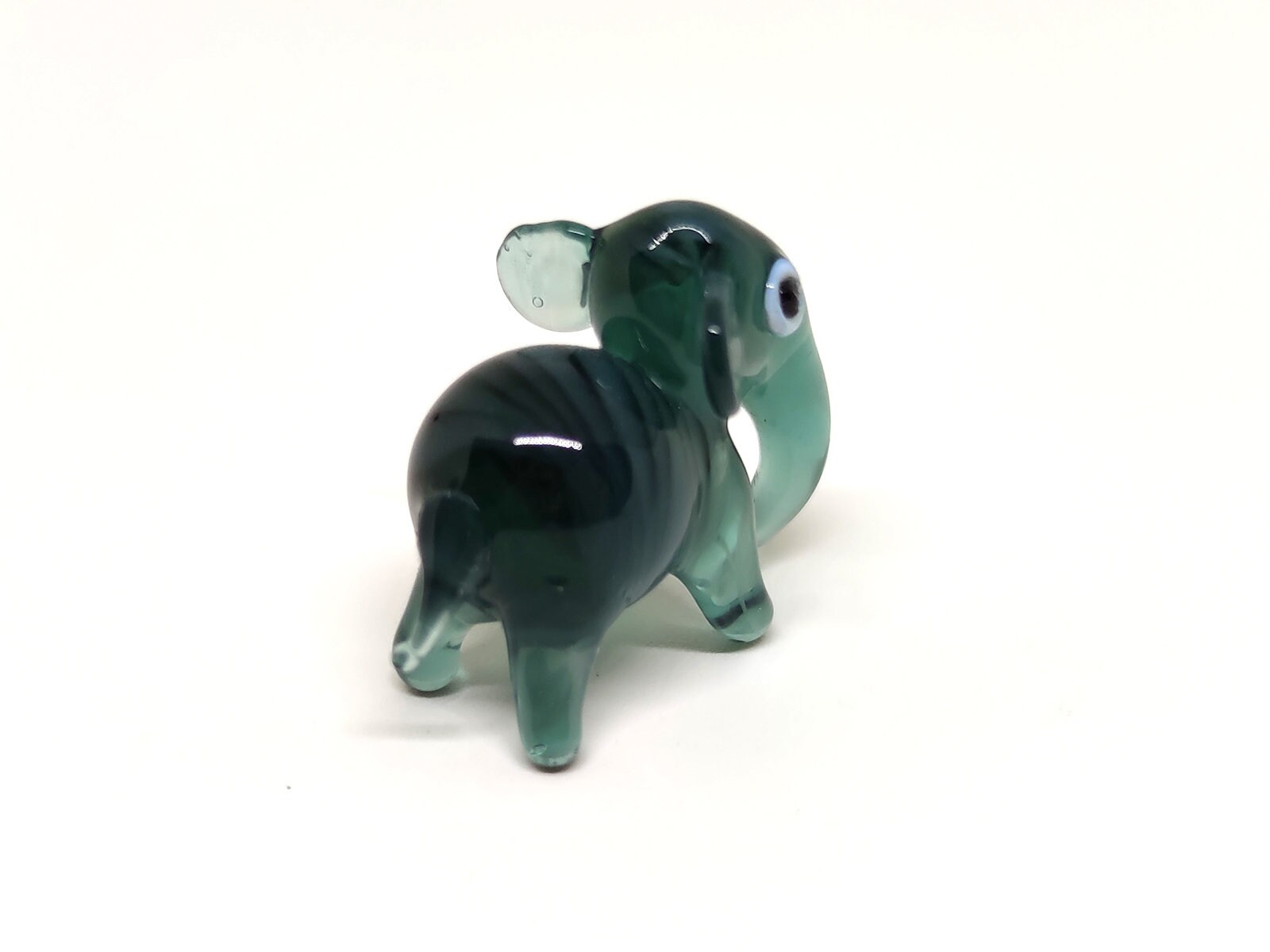 Elephant Tiny Micro Figurines Hand Blown Glass Art Animals Collectible ...