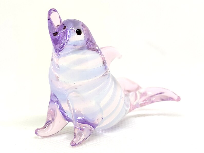 Cute Dolphin Miniature Figurines Animals Hand Blown Color | Etsy