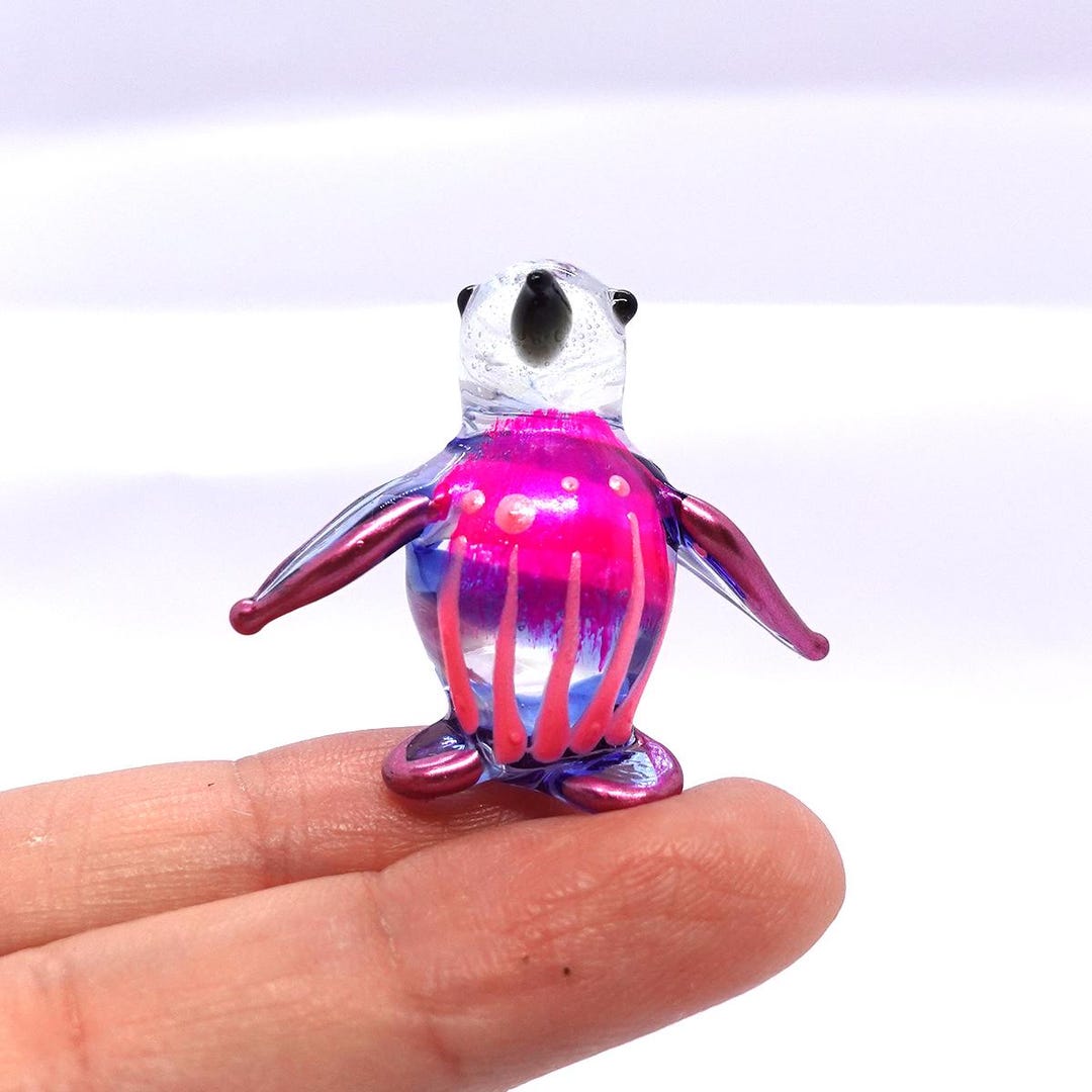 Penguin Tiny Miniature Figurines Animals Hand Blown Glass Art ...