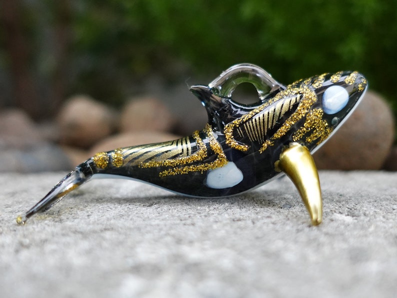 Killer Whale Orca Figurines Hand Blown Glass Art Gold Trim Sea - Etsy