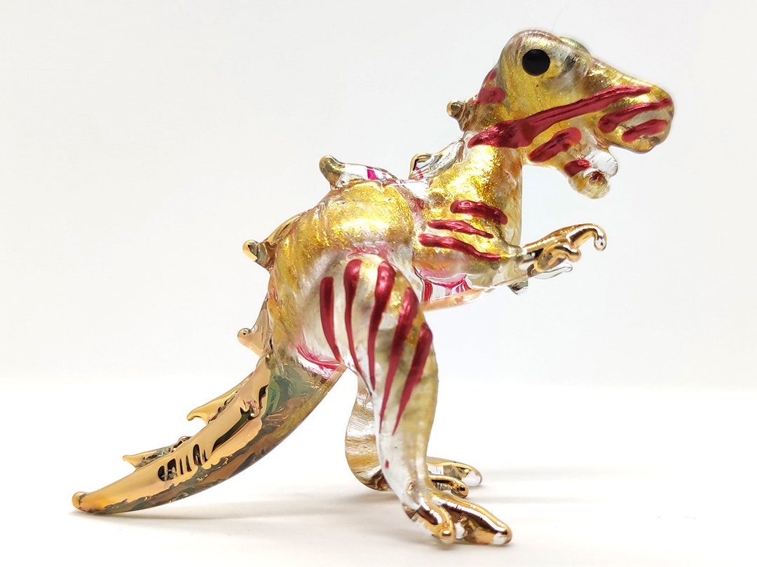 Tyrannosaurus Rex T-rex Dinosaur Miniature Figurines Hand Paint Gold ...