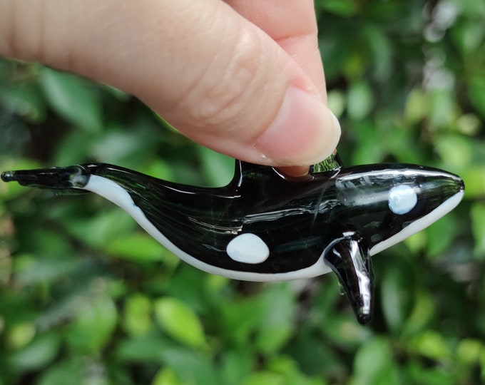 Killer Whale Orca Figurines Hand Blown Glass Art Gold Trim Sea - Etsy