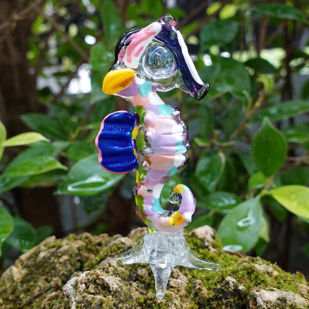 Seahorse Figurines Hand Painted Colorful Blown Glass Art Sea Animals ...