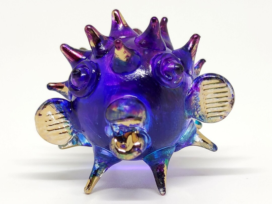 Puffer Miniature Figurines Animals Hand Blown Glass Art 22k Gold Trim ...