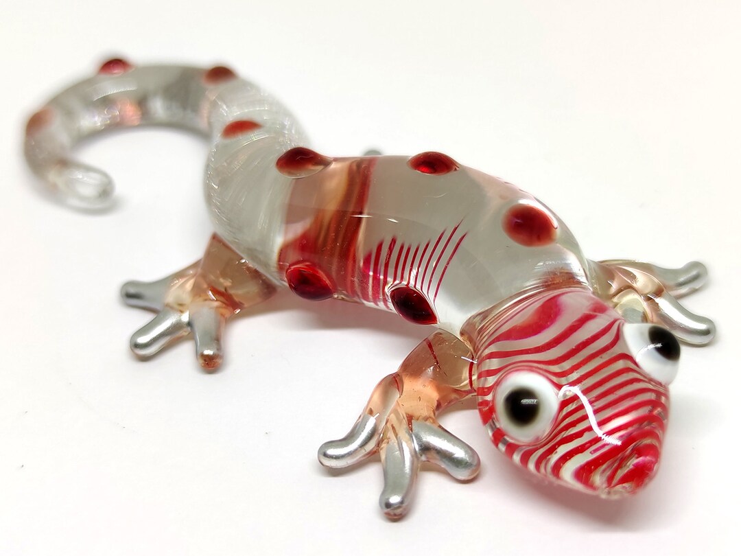 Gecko Figurines Animals Hand Painted Blown Glass Art Collectible Gift ...