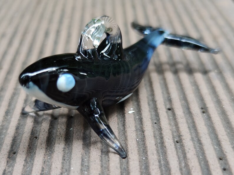 Killer Whale Orca Figurines Hand Blown Glass Art Gold Trim Sea | Etsy