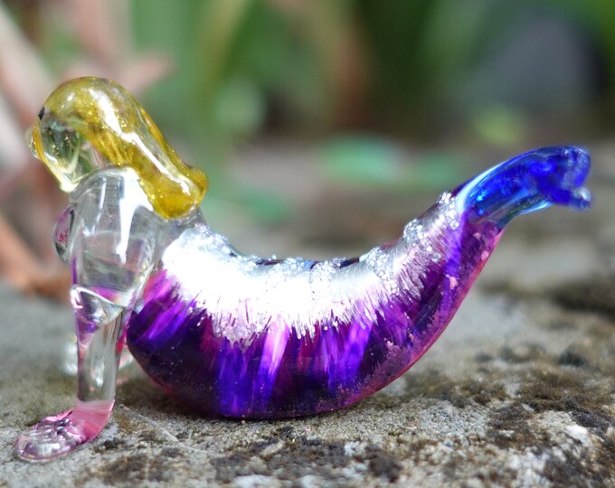 Rare Mermaid Miniature Figurines Hand Blown Glass Art Animals ...