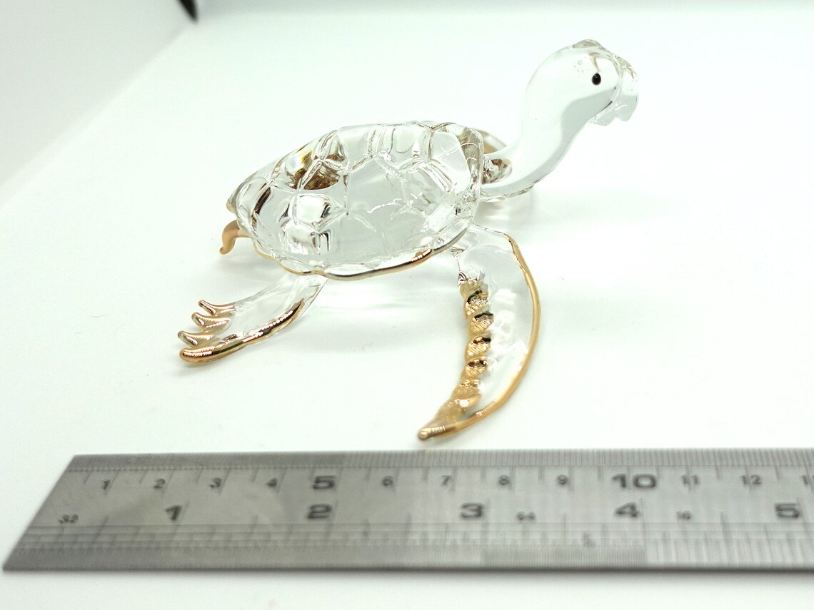 4 Inches Turtle Sea Figurines Hand Blown Glass Art W' 22k - Etsy