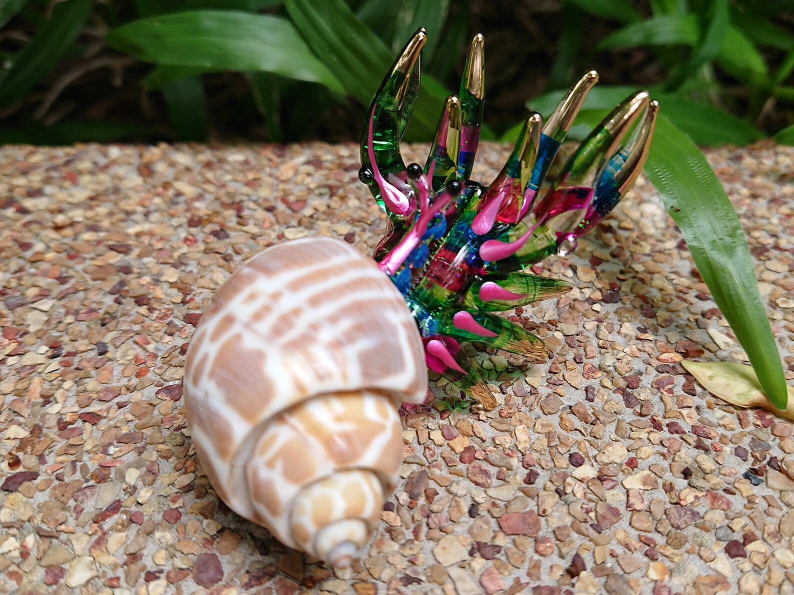 Seashell Hermit Crab Figurines Blown Glass Paint Mix Natural | Etsy