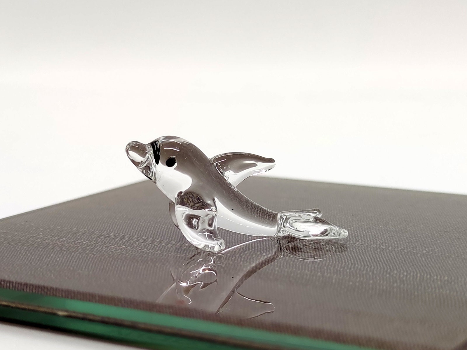 Tiny Micro Crystal Dolphin Figurines Hand Blown Clear Glass | Etsy