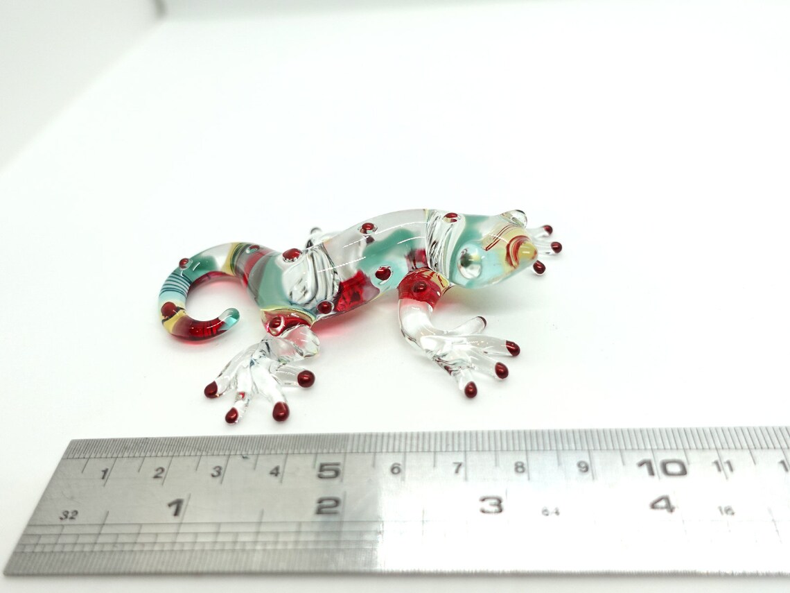 Gecko Figurines Animals Hand Painted Blown Glass Art - Etsy