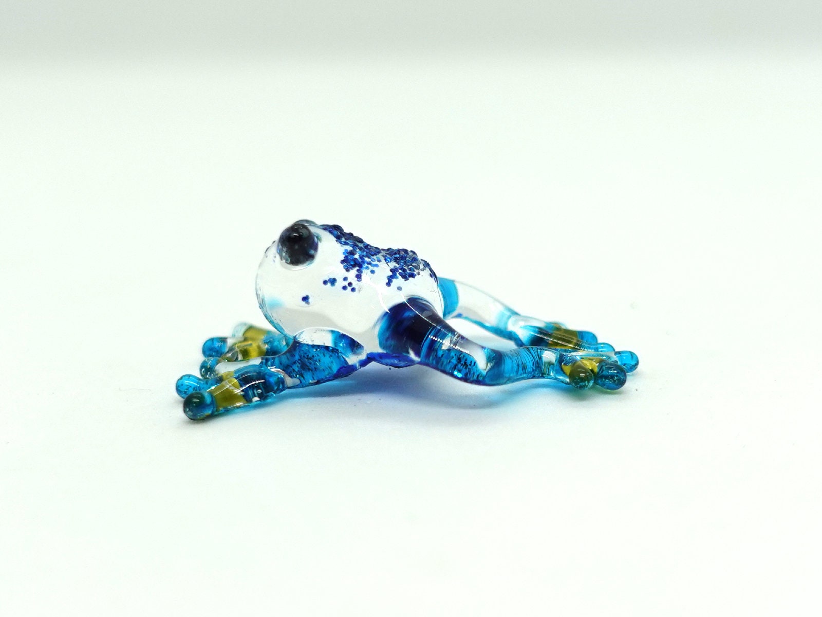 Frog Micro Tiny Figurines Hand Blown Clear Glass Art Reptiles Animals ...