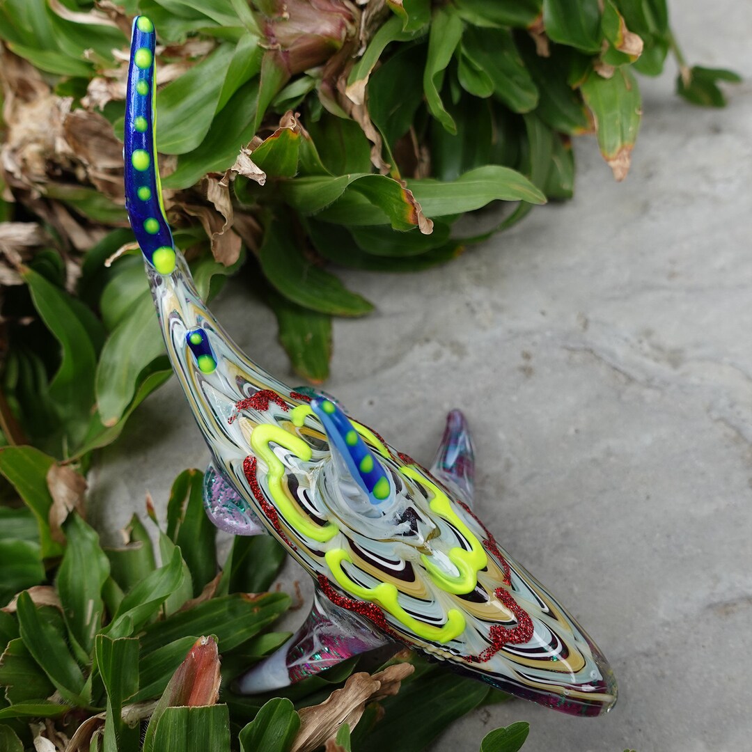 4 Inches Multi-color Shark Figurines Hand Blown Glass Art Ocean Animals ...
