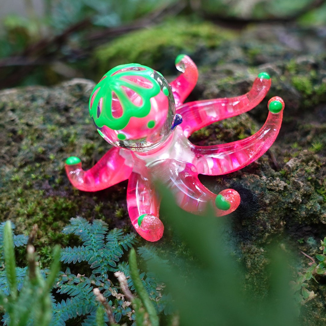 Octopus Miniature Figurines Animals Hand Painted Blown Glass Art ...