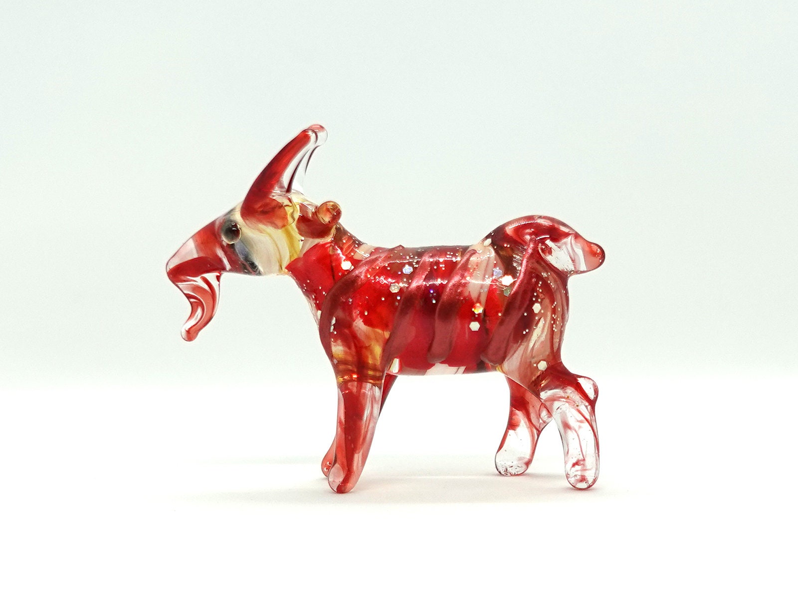 Goat Tiny Figurines Animals Hand Blown Color Glass Art Collectible Gift ...