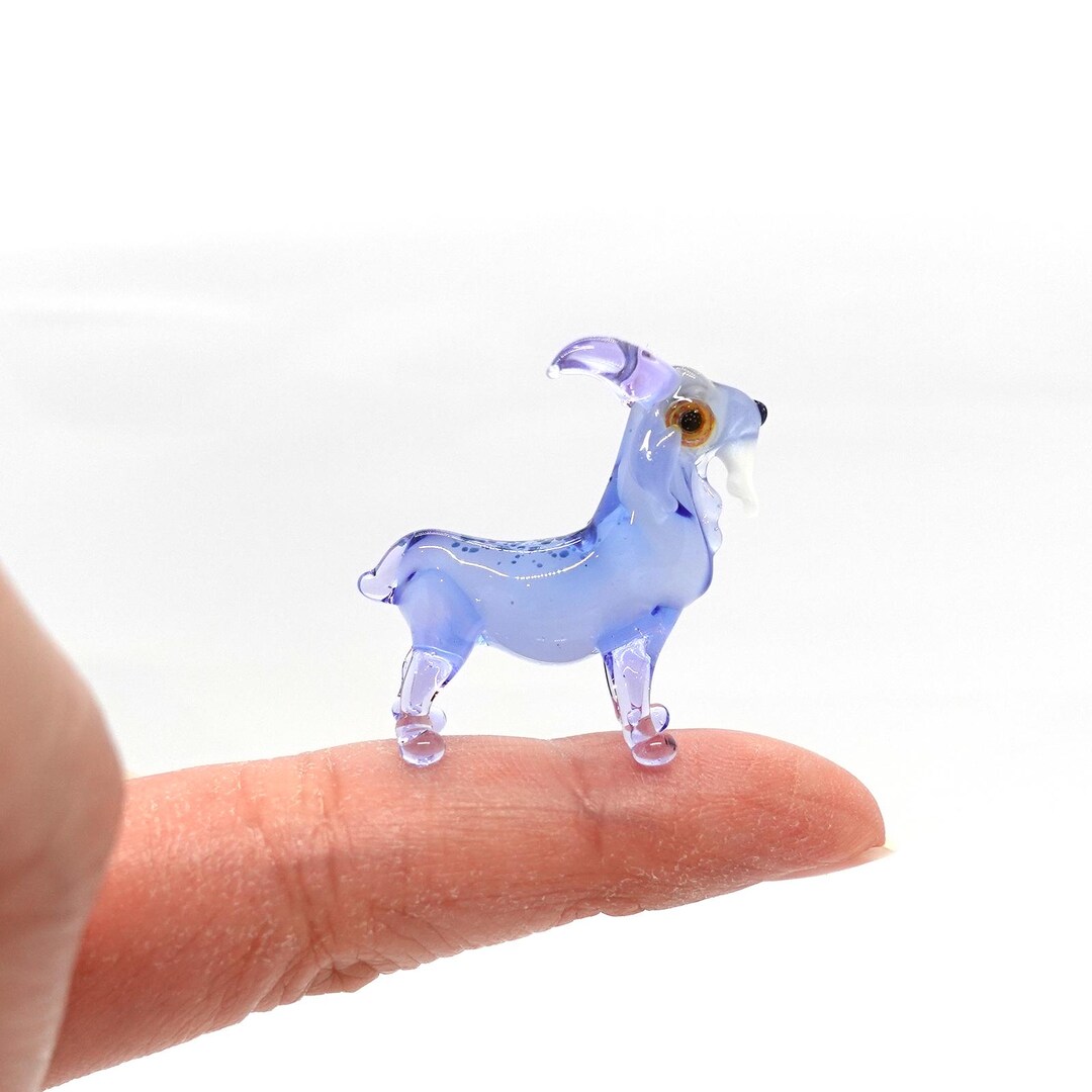 Goat Micro Tiny Figurines Hand Blown Glass Art Animals Collectible Gift ...