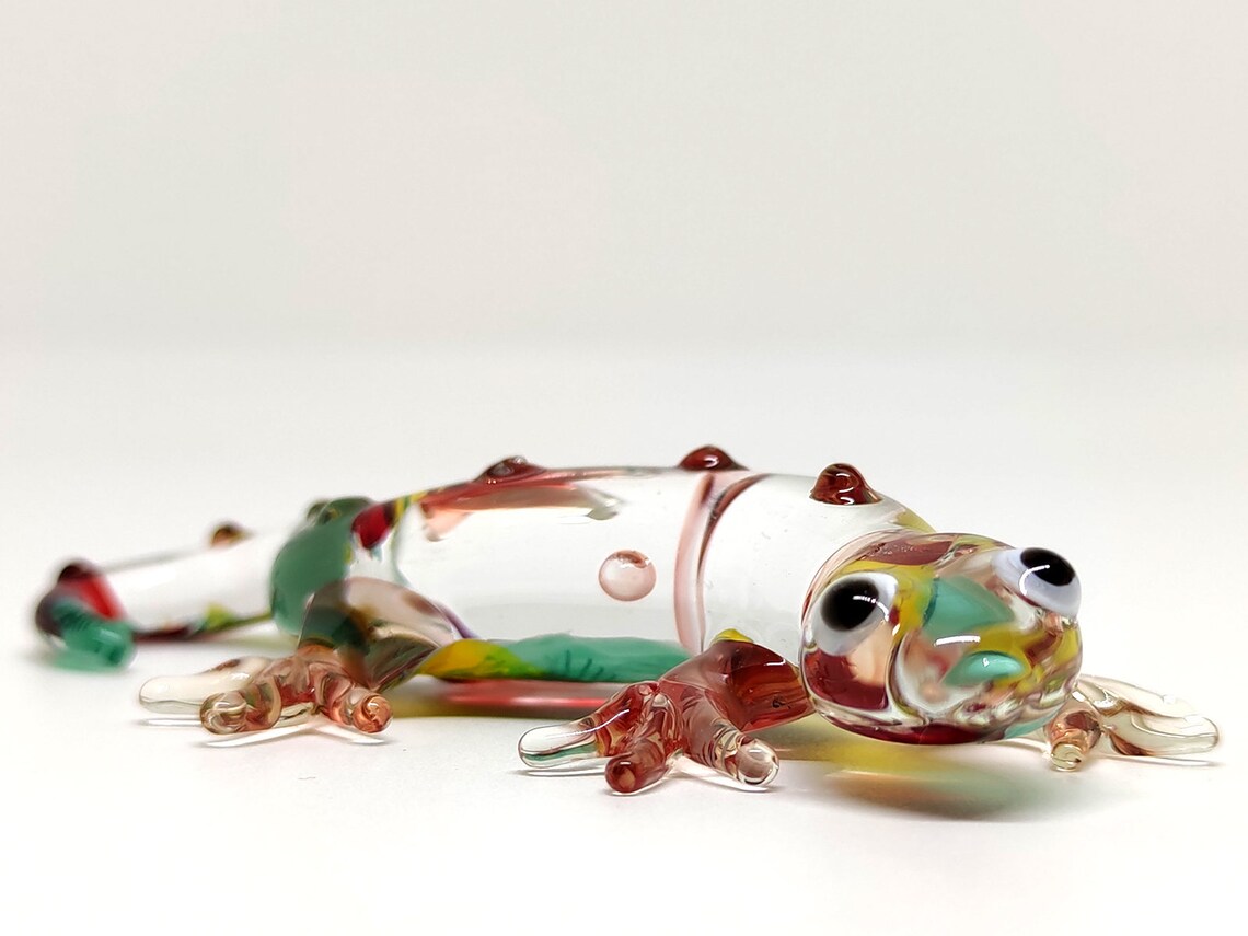 Gecko Figurines Animals Hand Painted Blown Glass Art | Etsy