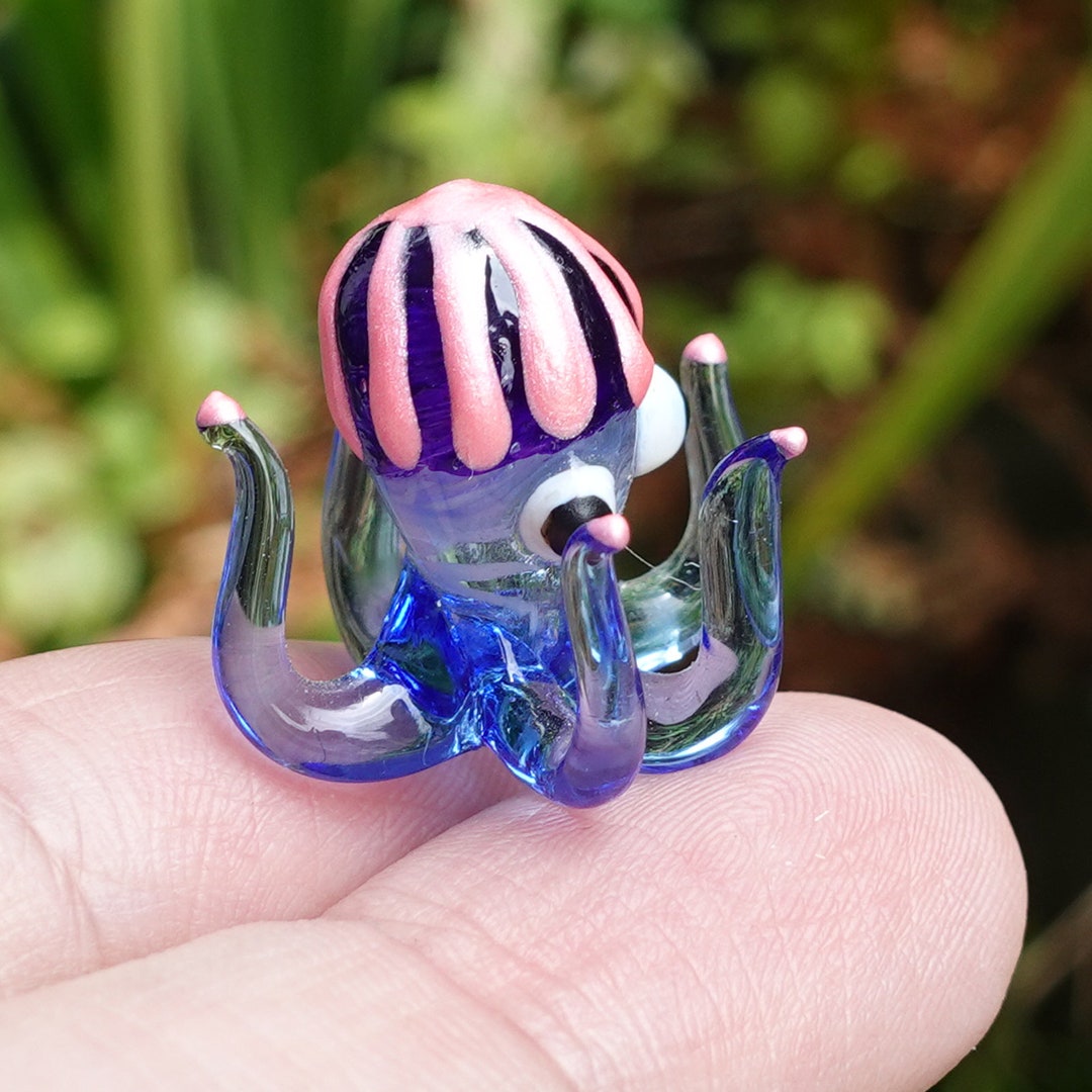 Tiny Micro Octopus Figurines Hand Painted Blown Glass Art Sea Animals ...