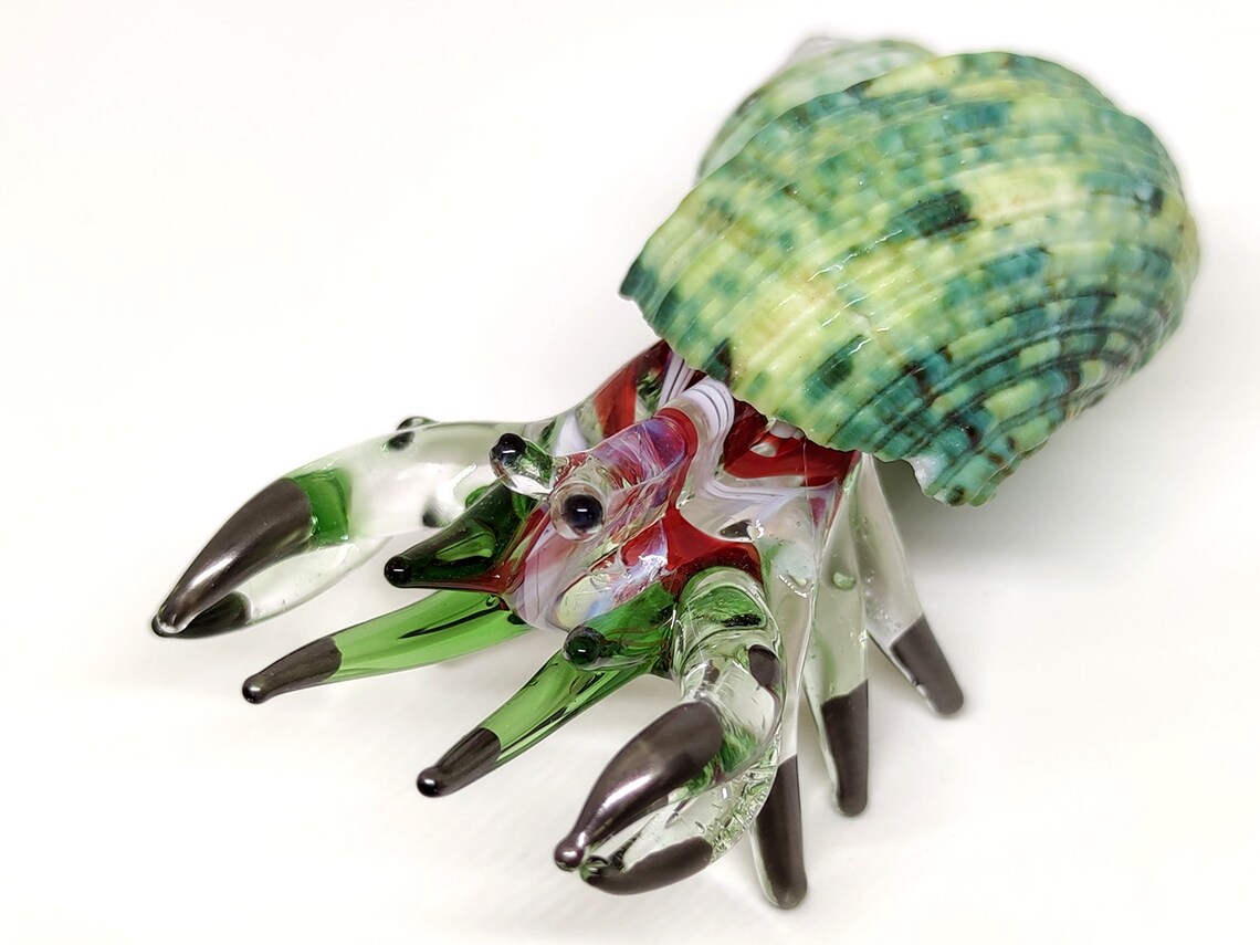 Seashell Hermit Crab Miniature Figurines Animals Hand Blown Glass Art ...