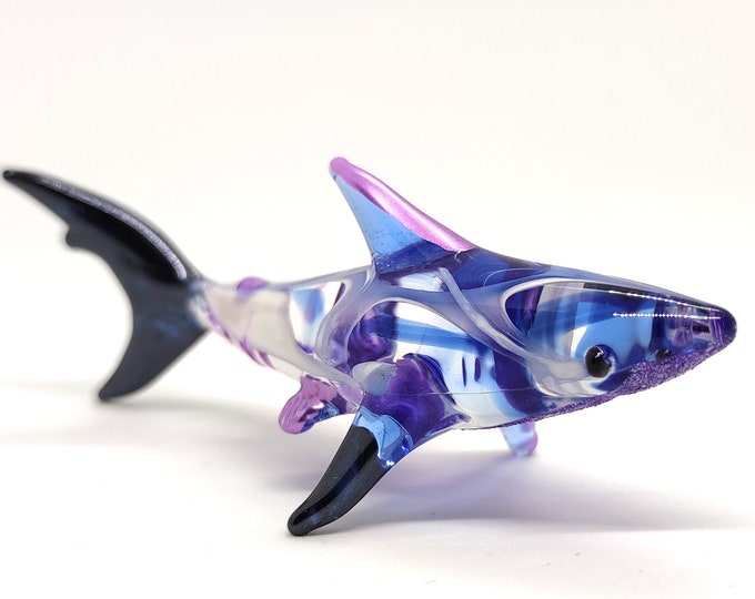 Shark Miniature Figurines Animals Hand Blown Glass Art Collectible Gift ...