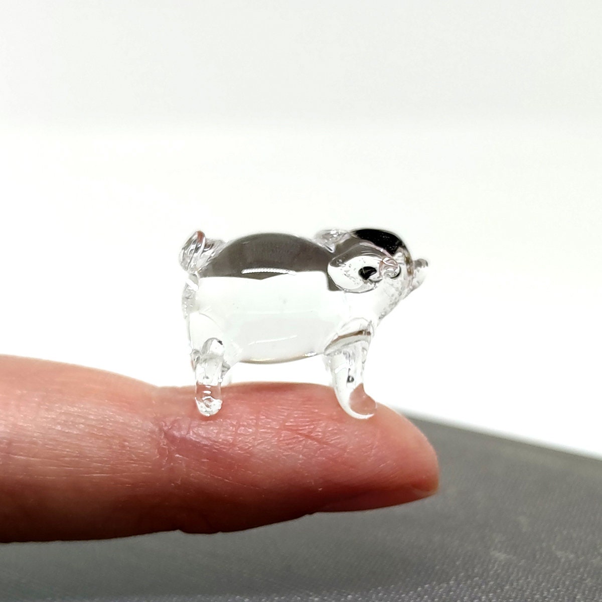 Tiny Micro Crystal Slim Pig Figurines Hand Blown Clear Glass - Etsy