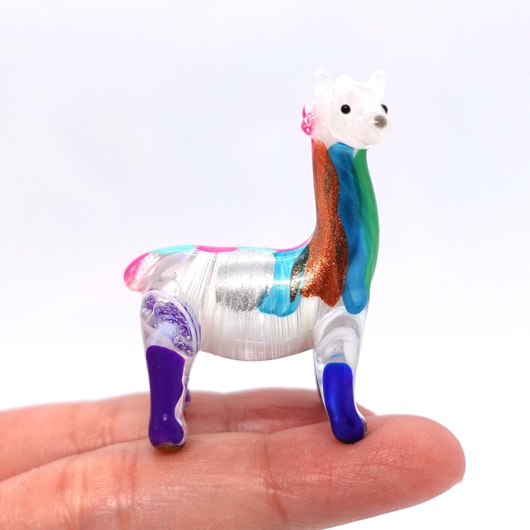 Alpaca Tiny Miniature Hand Blown Glass Art Figurines Animals ...