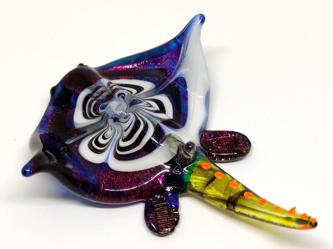 Manta Ray Miniature Figurines Animals Hand Painted Blown Glass Art Sea ...