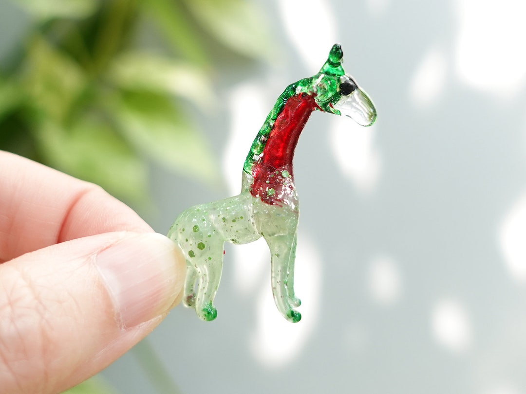 Giraffe Tiny Micro Figurines Hand Blown Glass Art Animals Collectible ...