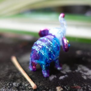 Elephant Tiny Micro Figurines Hand Blown Glass Art Animals Collectible ...