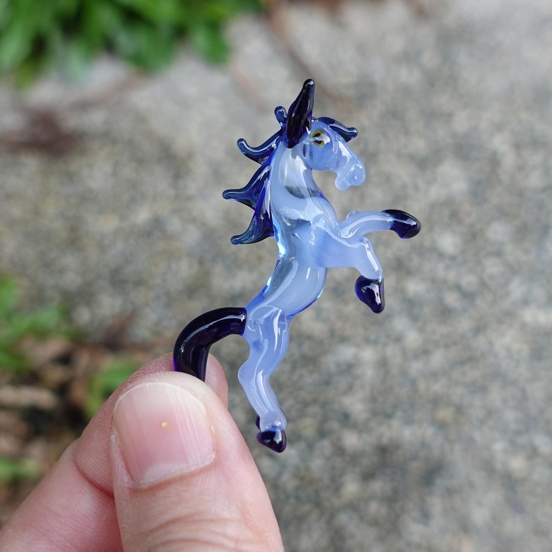 Horse Tiny Micro Figurines Hand Blown Glass Art Animals Collectible ...
