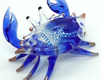 Blown Glass Blue Crab - Etsy