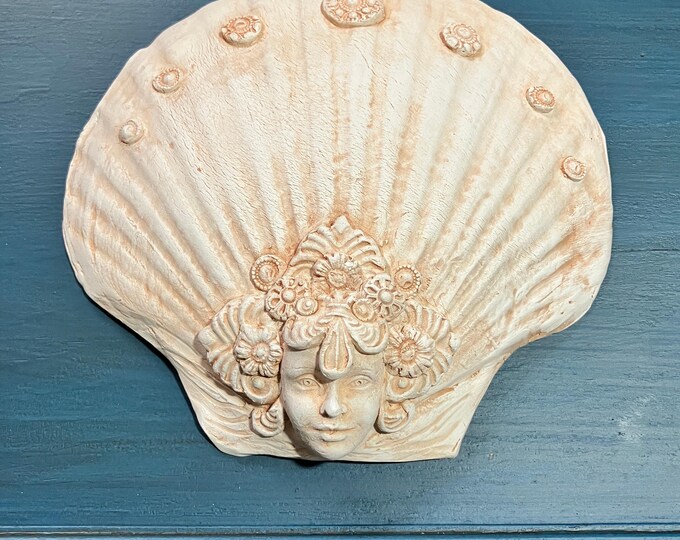 Shell Goddess Wall Plaque. One of a Kind Stoneware. Signed J Cotton - Etsy