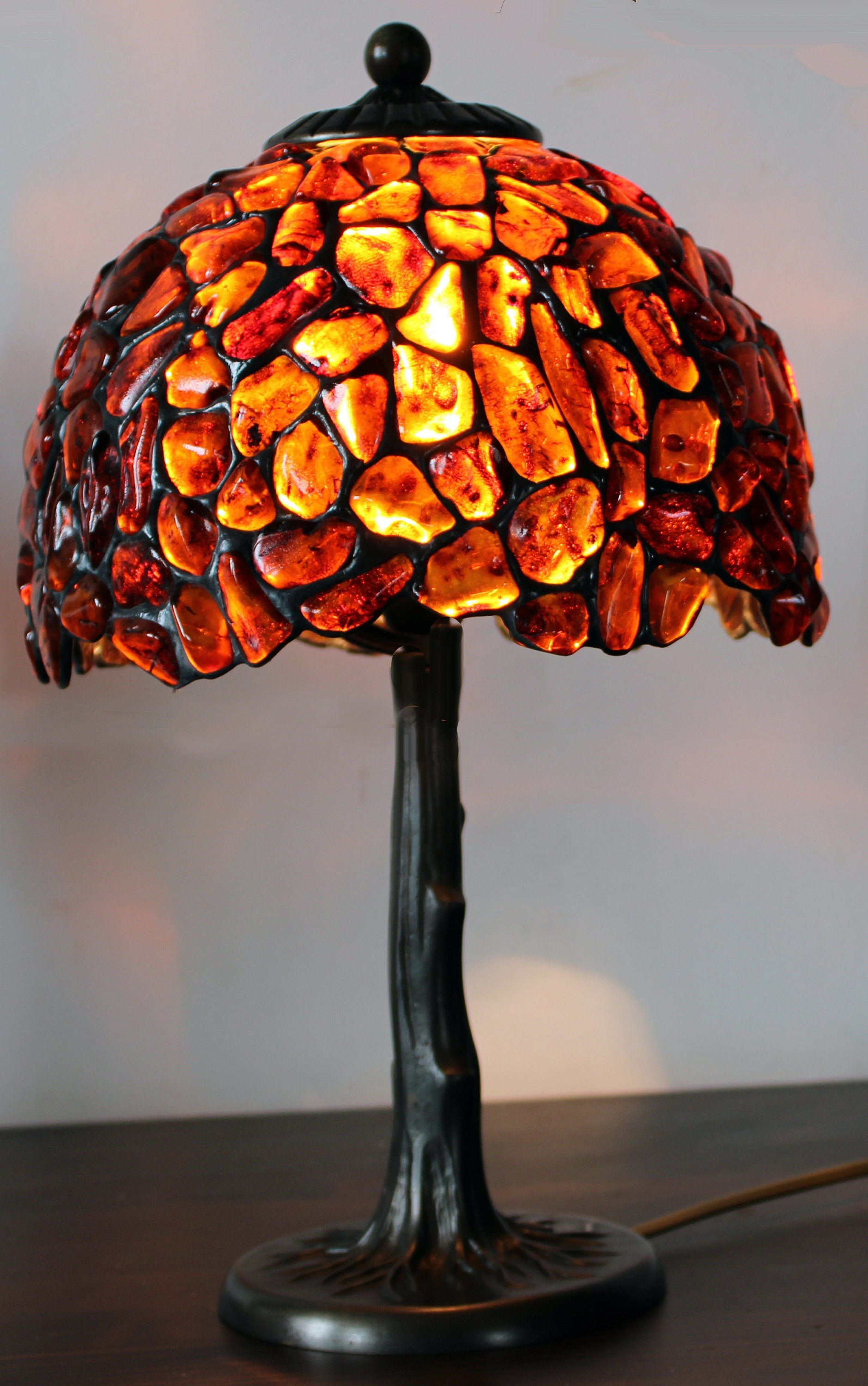 Tiffany Amber Lamp 22 Cm, Tiffany Desk Lamp, Baltic Amber - Etsy